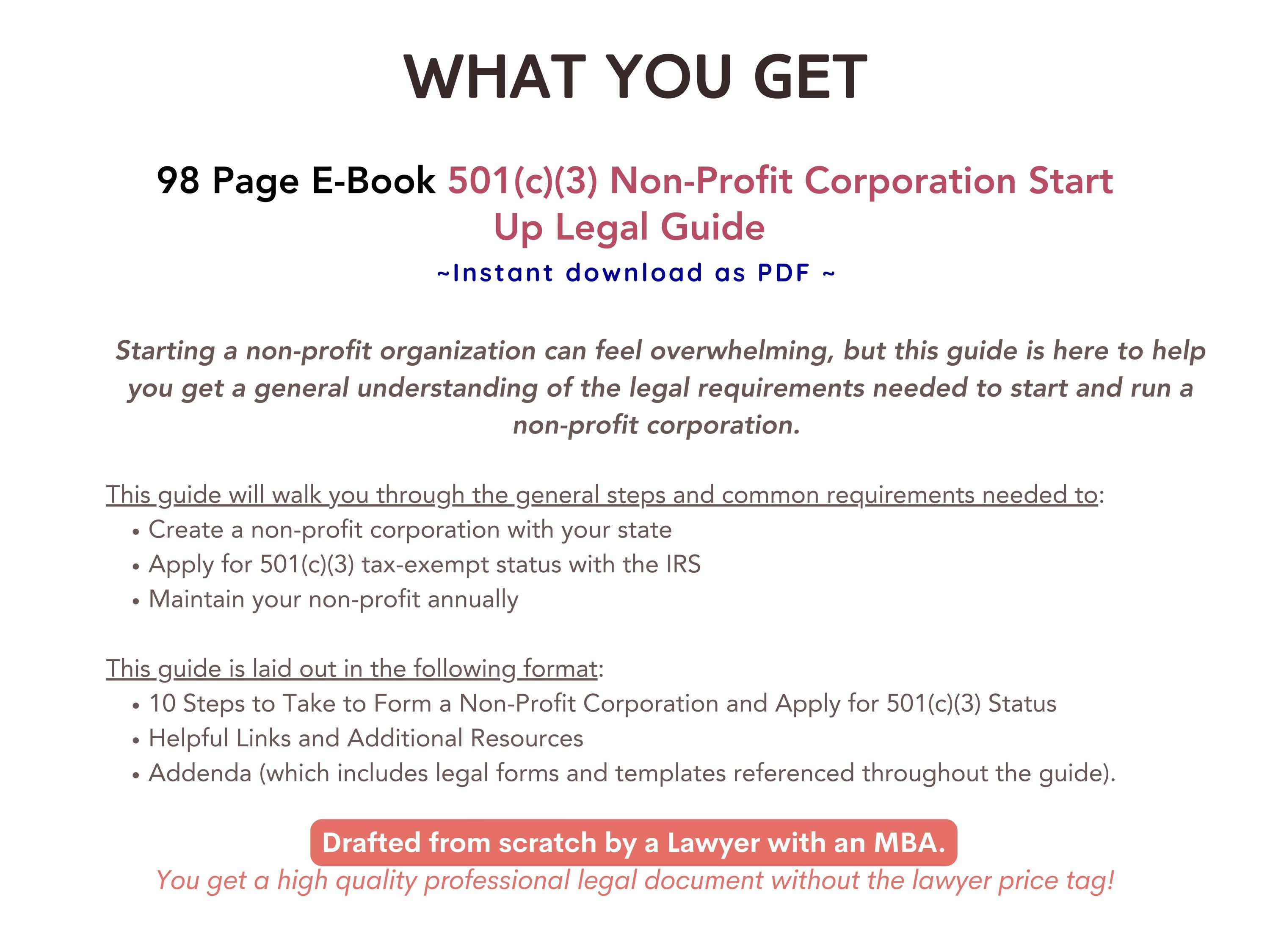 501c3 Non Profit Start up Guide Non-profit Corporation Templates ...