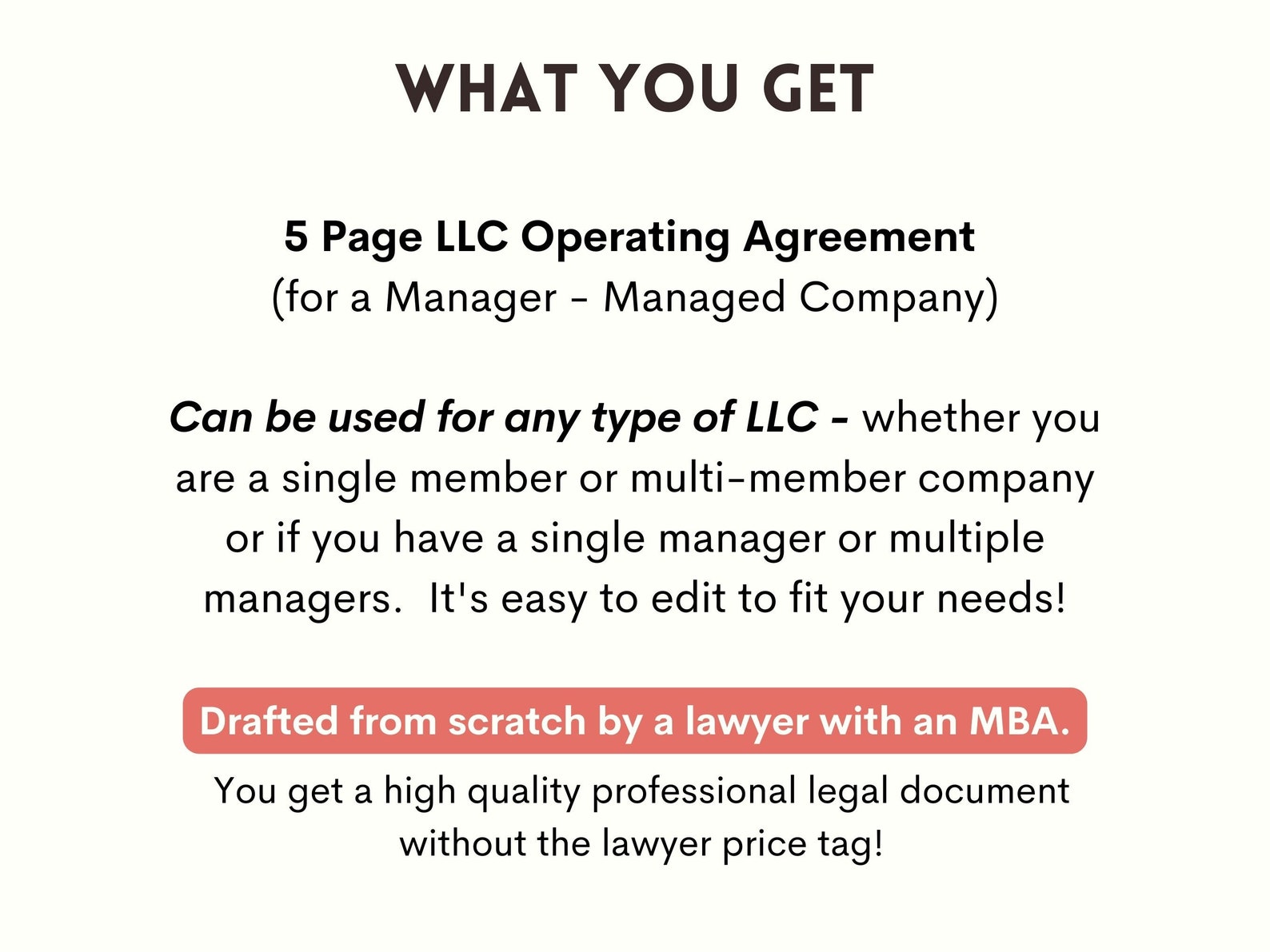 Operating Agreement LLC Manager Managed Limited Liability Company ...
