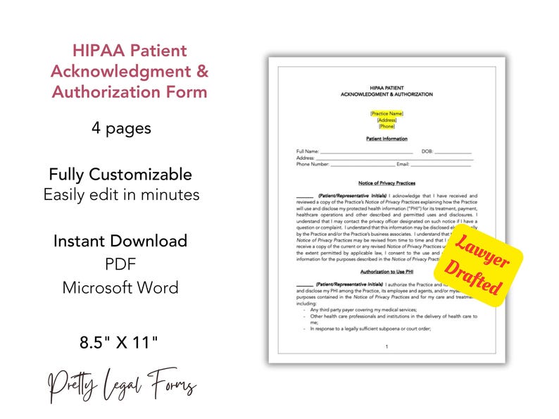 HIPAA Consent Form Template HIPAA Acknowledgment of Privacy Notice ...