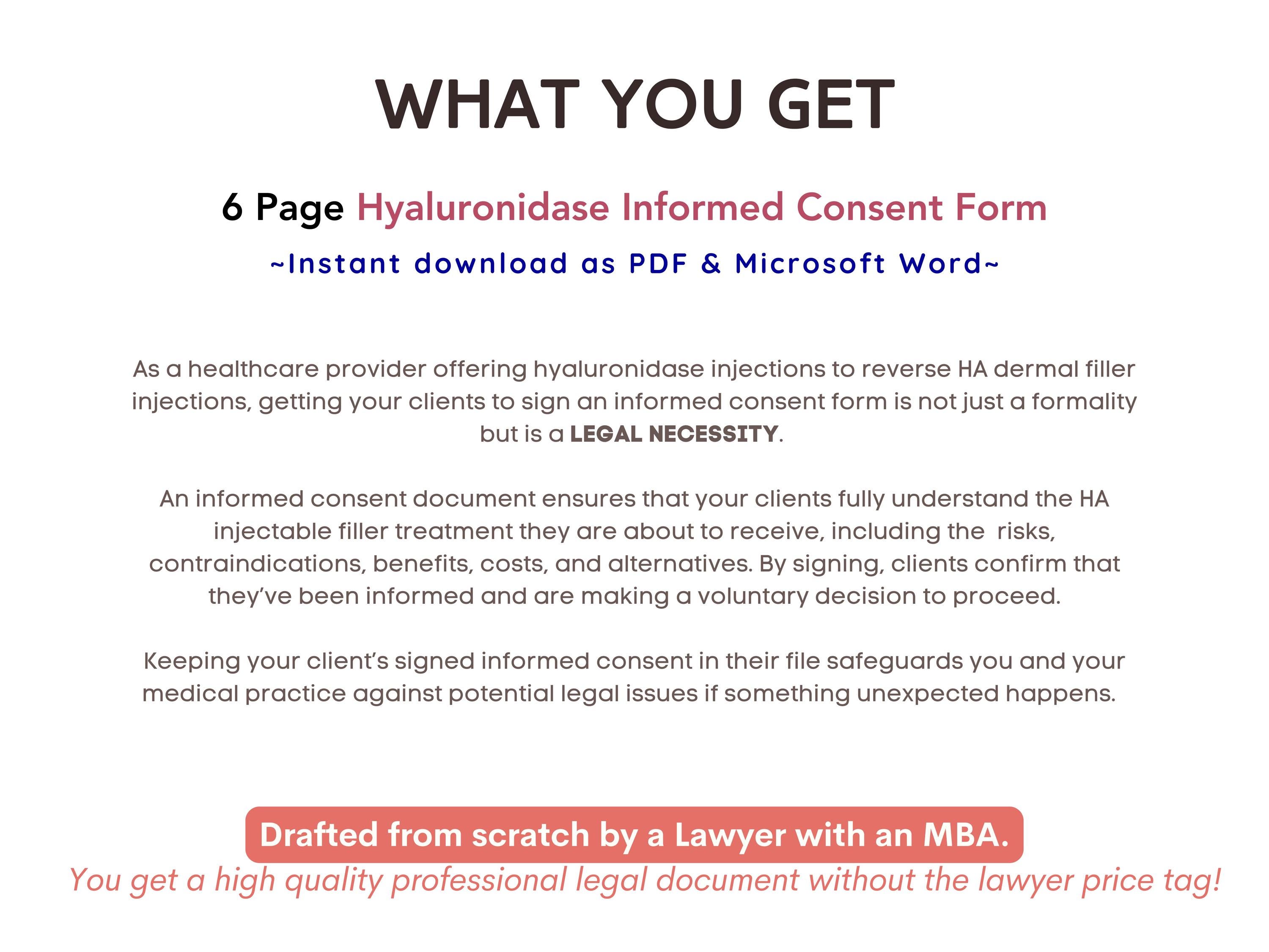 Hyaluronidase Consent Form HA Filler Reversal Hylenex Informed Consent ...