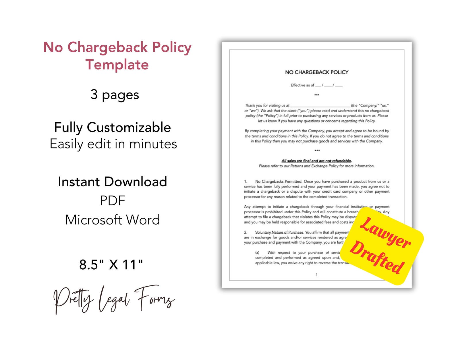 No Chargeback Policy Returns and Refund Policies Business Exchange Policy No Chargeback ...