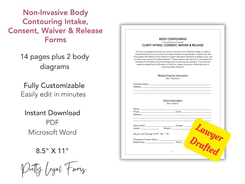 Body Contouring Intake Forms Bundle Body Sculpting Consent Waiver and ...