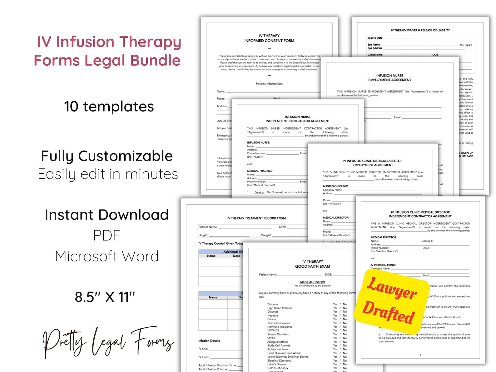 IV Therapy Bundle, IV Hydration Therapy Legal Forms, IV Drip Clinic ...
