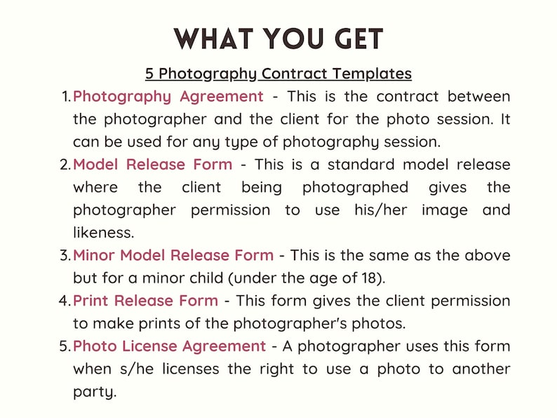 Photography Agreement Bundle | Contract Templates for Photographers ...