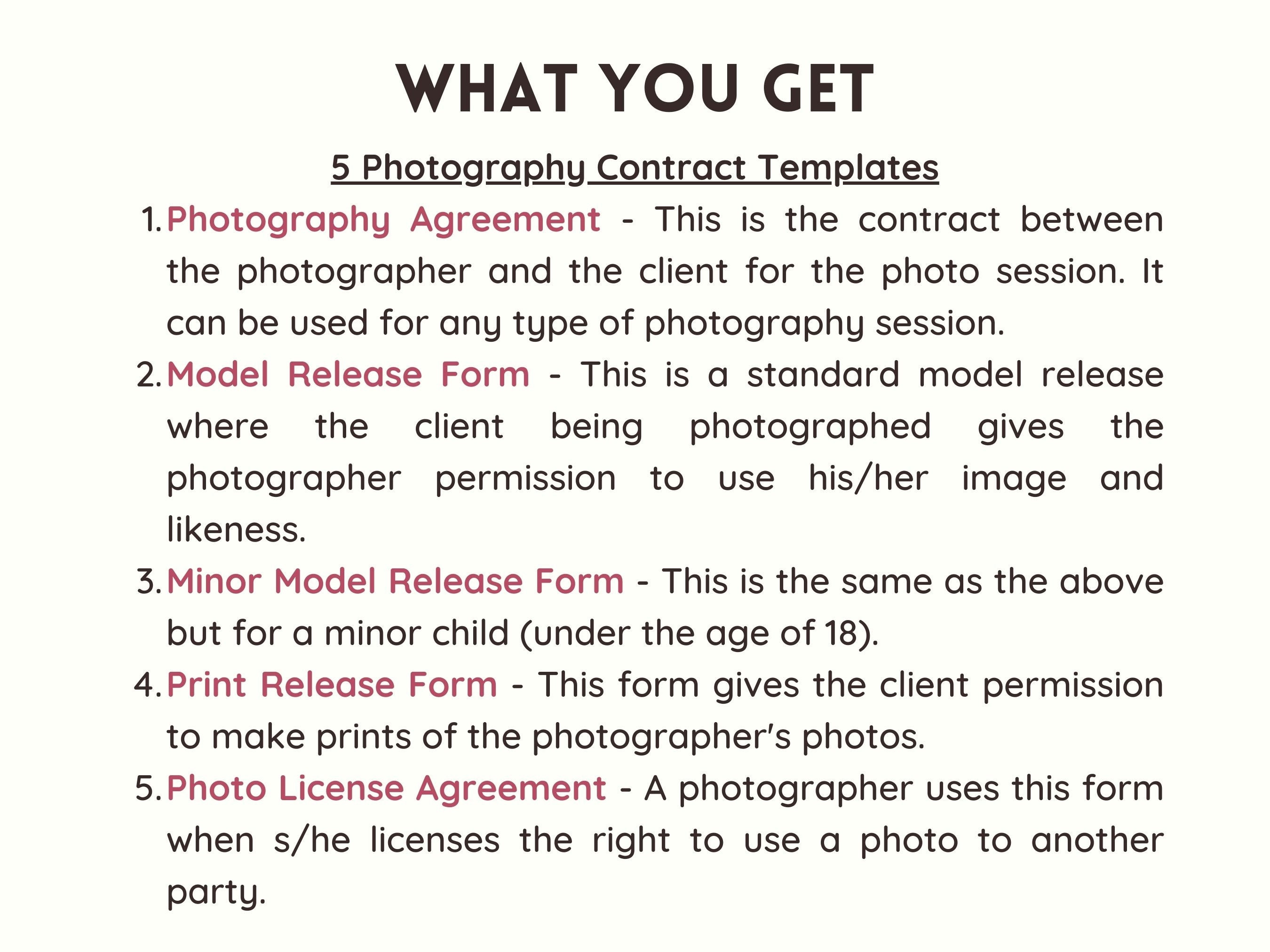 Photography Agreement Bundle | Contract Templates for Photographers ...
