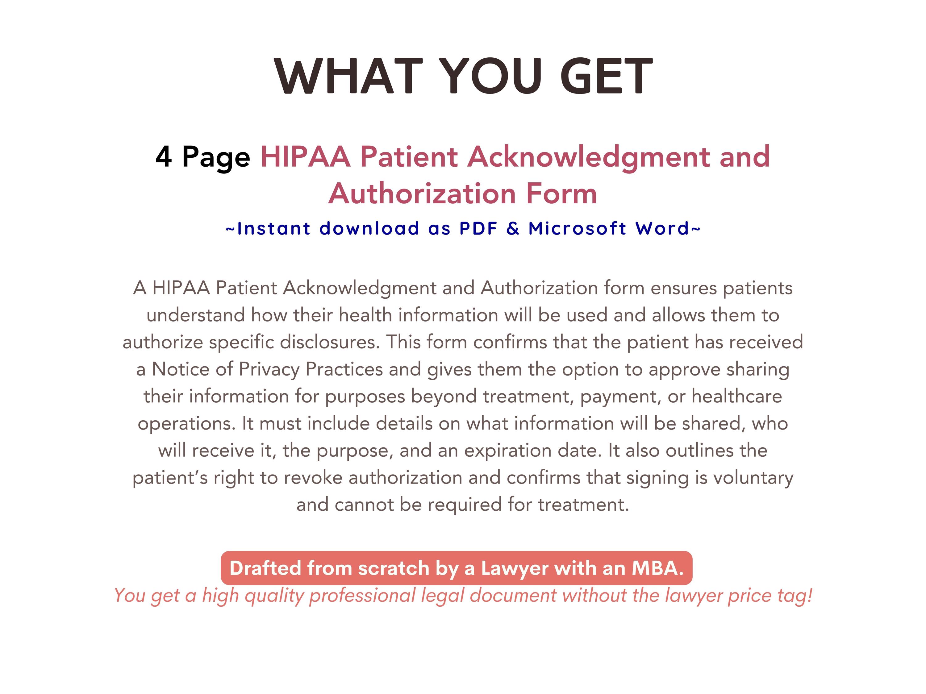 HIPAA Consent Form Template HIPAA Acknowledgment of Privacy Notice ...