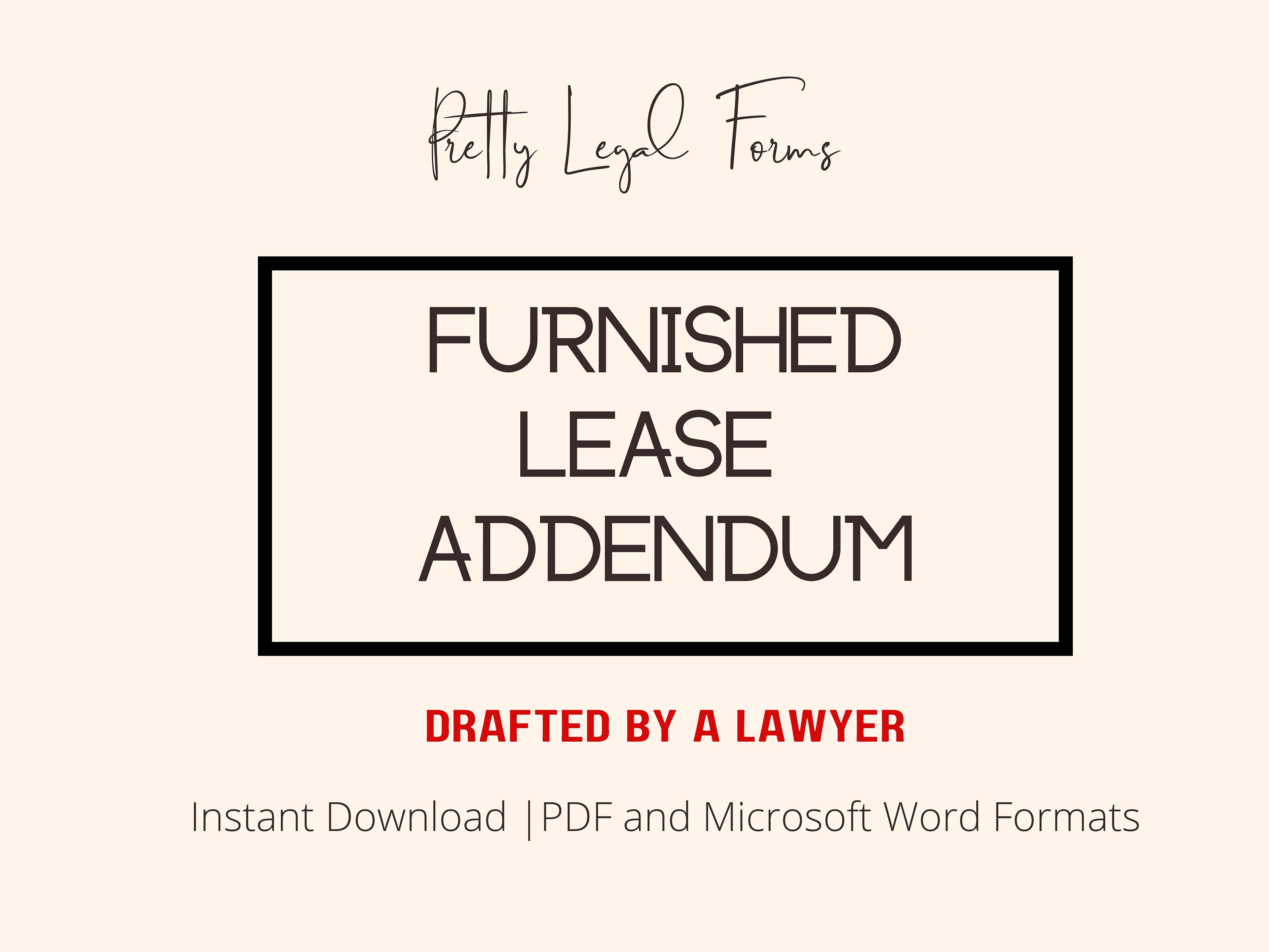 Furnished Lease Addendum (landlord, Tenant, Furniture Included in Lease ...