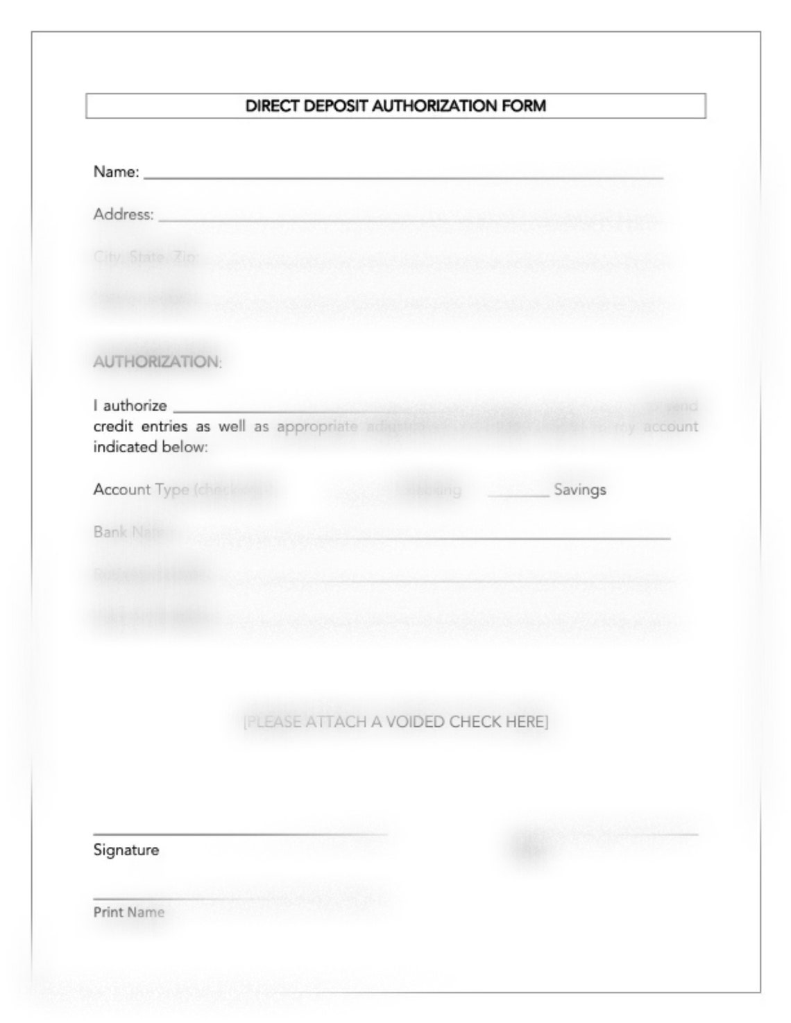 Direct Deposit Authorization Form, New Employee Forms New Hire Direct ...