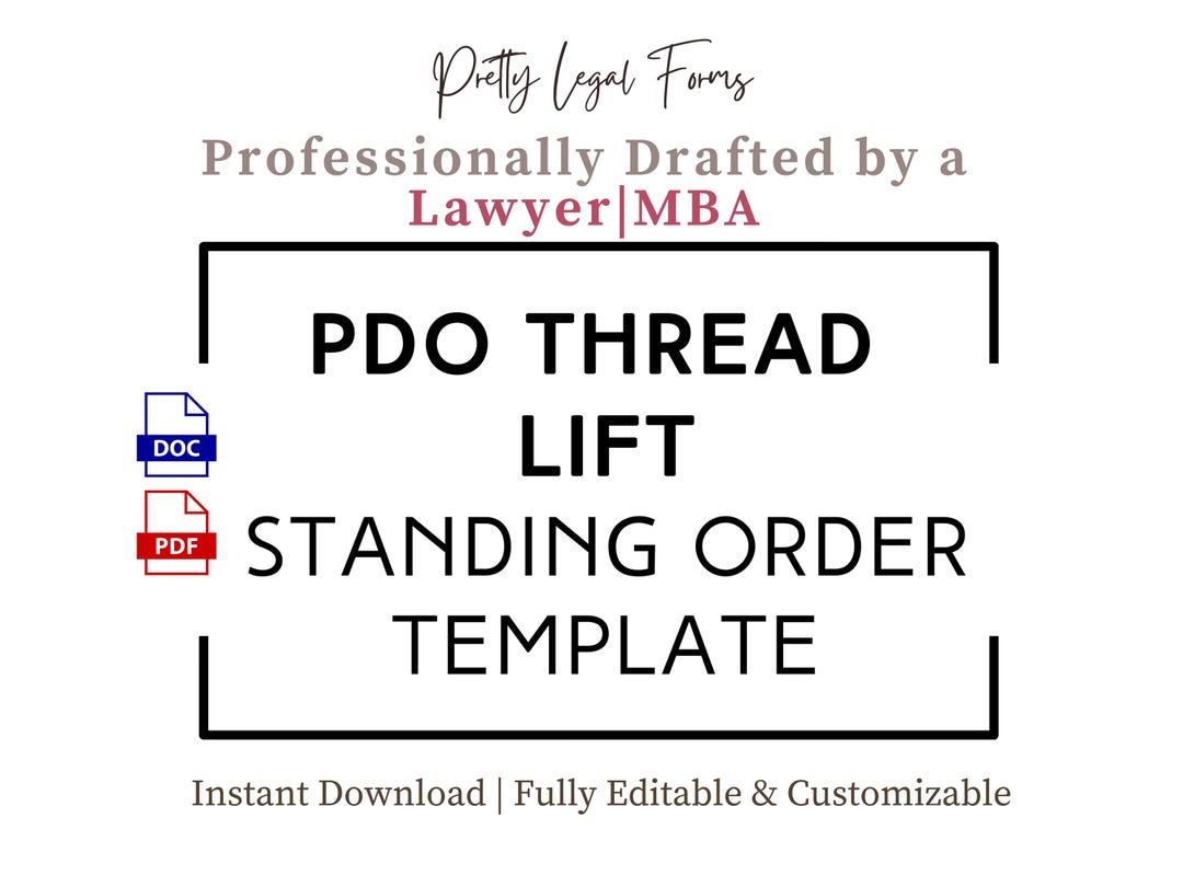 PDO Threads Standing Order Template PDO Thread Lift SOP Medical Spa ...