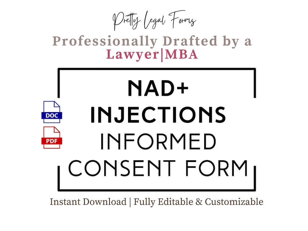 NAD+ Consent Form NAD Injection Informed Consent Template IV Therapy Forms Vitamin Infusion ...