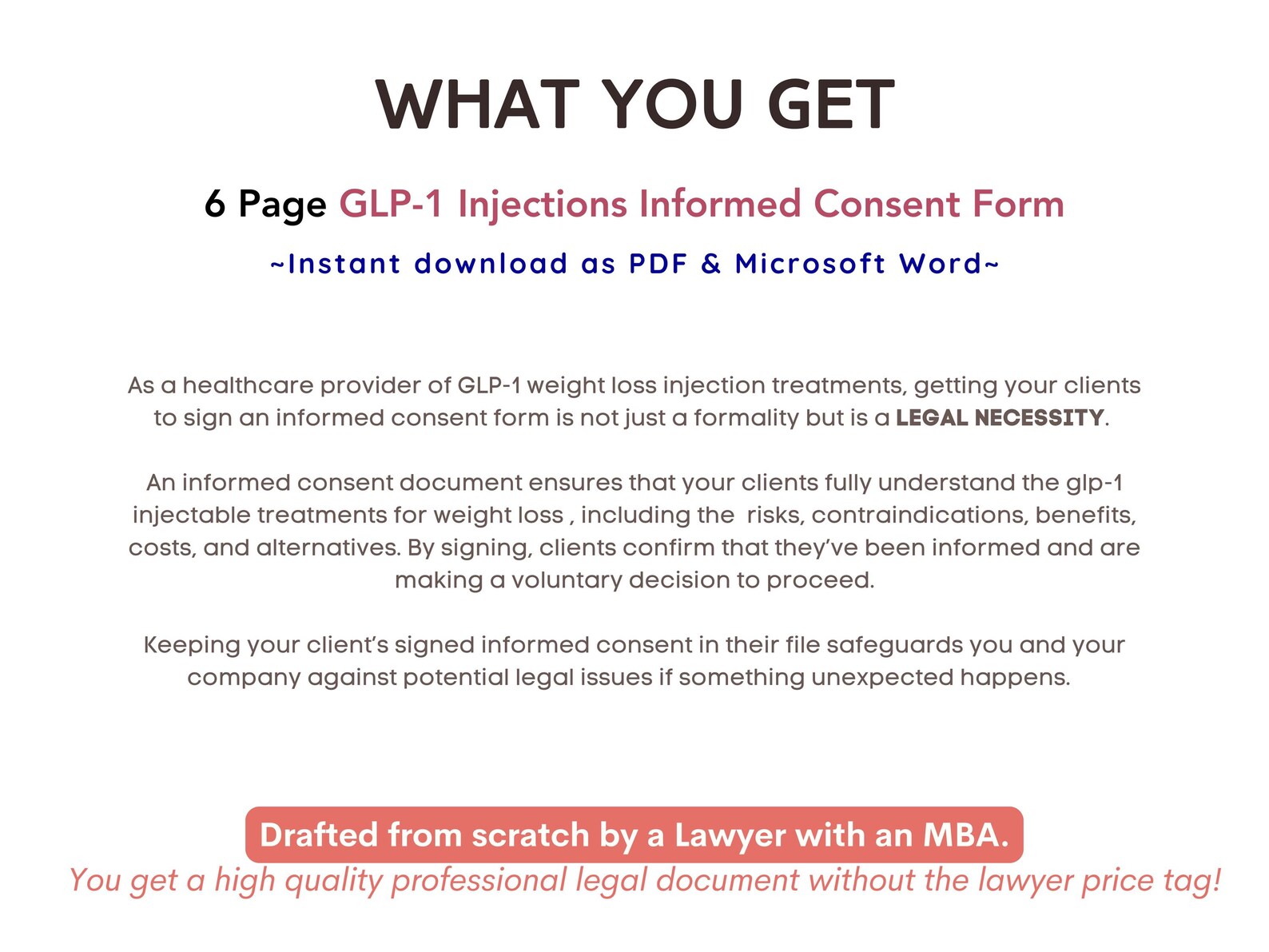 GLP1 Consent Form for Weight Loss Medications (semaglutide, Tirzepatide ...