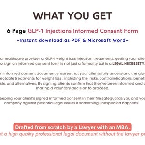 GLP1 Consent Form for Weight Loss Medications (semaglutide, Tirzepatide ...