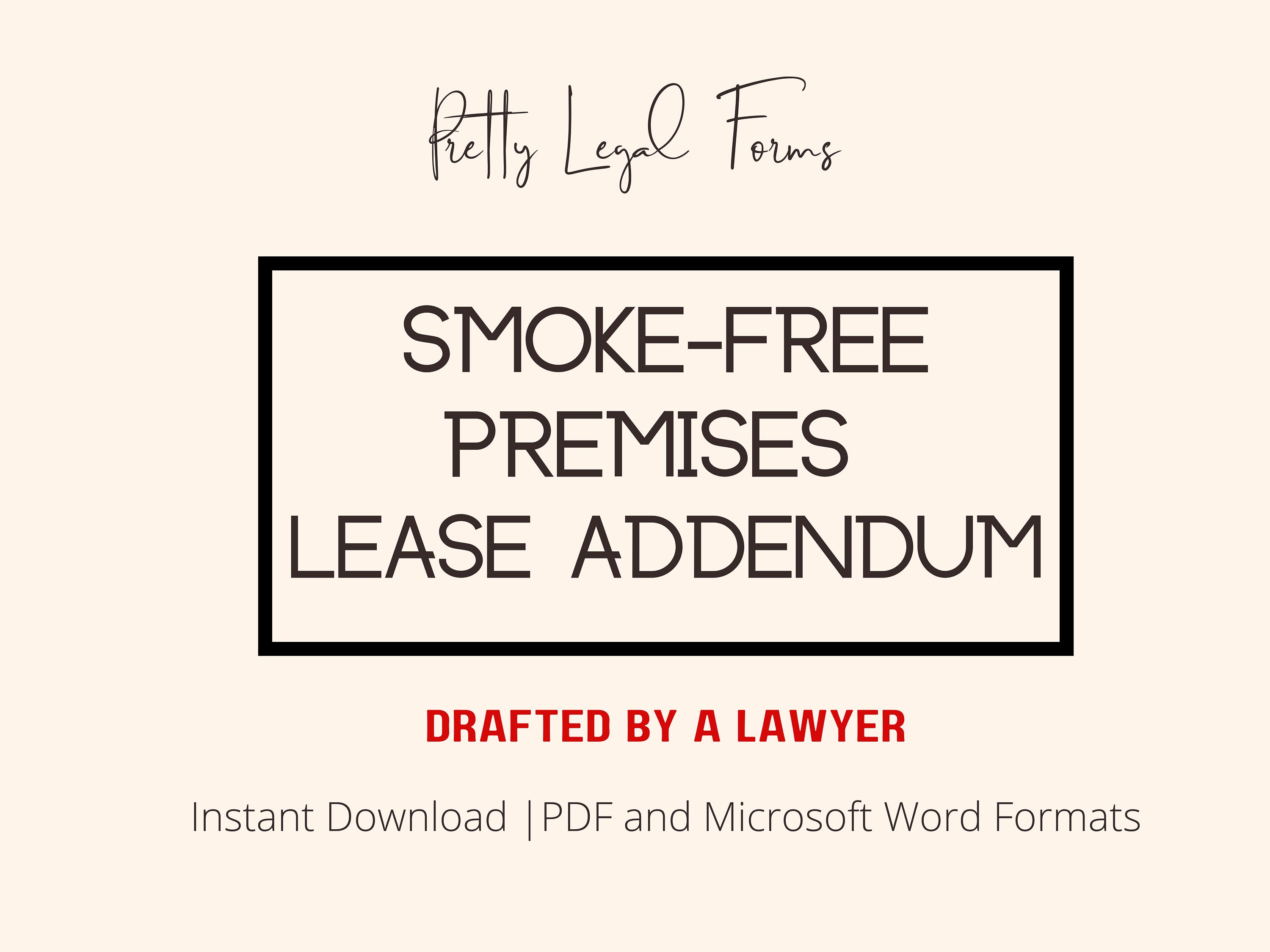 Smoke Free Premises Lease Addendum, Non-smoking Lease Rental Contract ...
