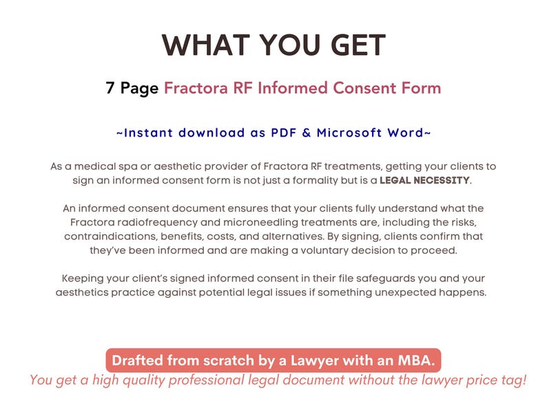 Fractora RF Informed Consent Form Facial Radio Frequency Consent ...