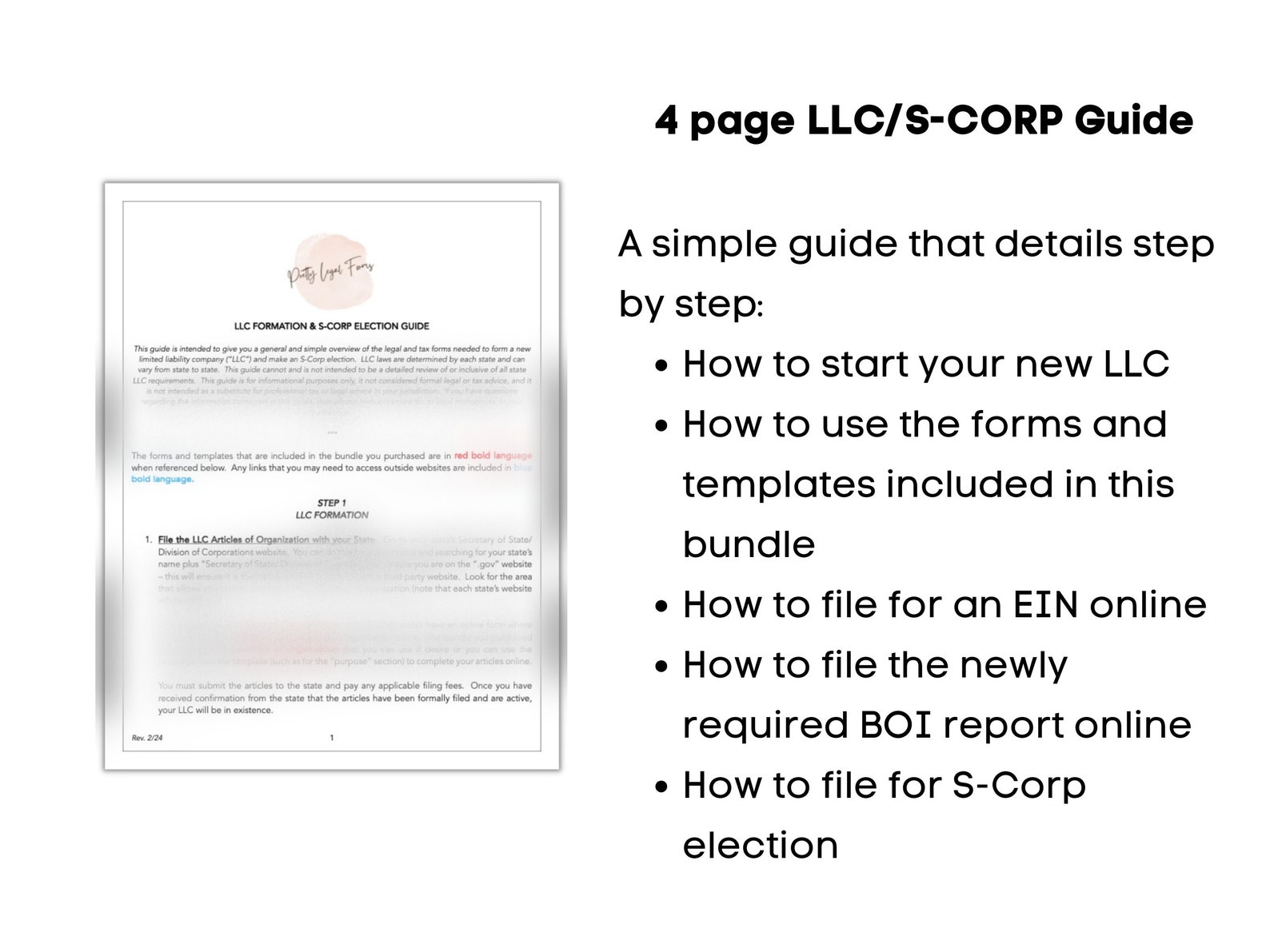 LLC Document Template Bundle S-corp Corporate Kit LLC Kit LLC Guide ...