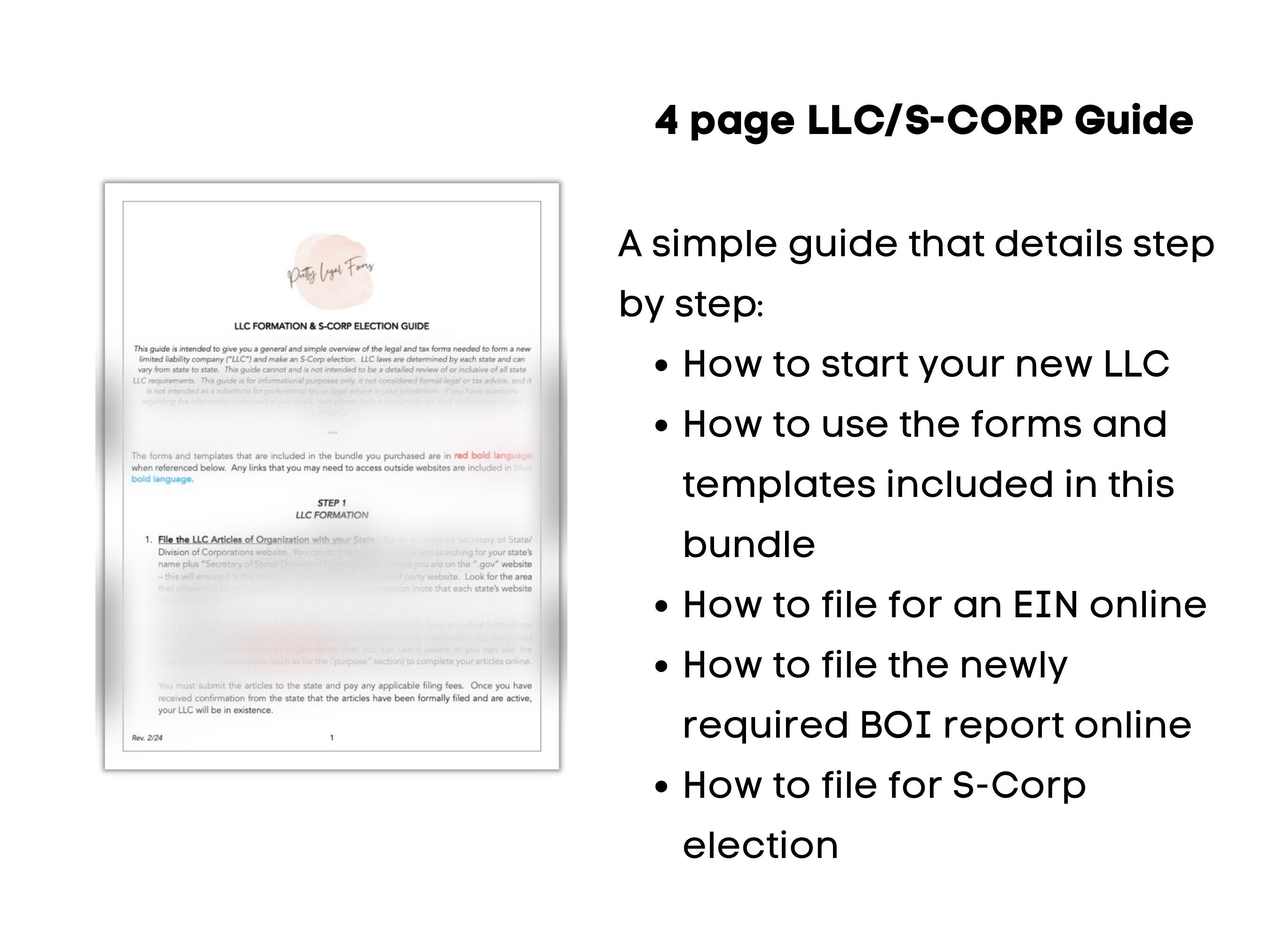 LLC Document Template Bundle S-corp Corporate Kit LLC Kit LLC Guide ...