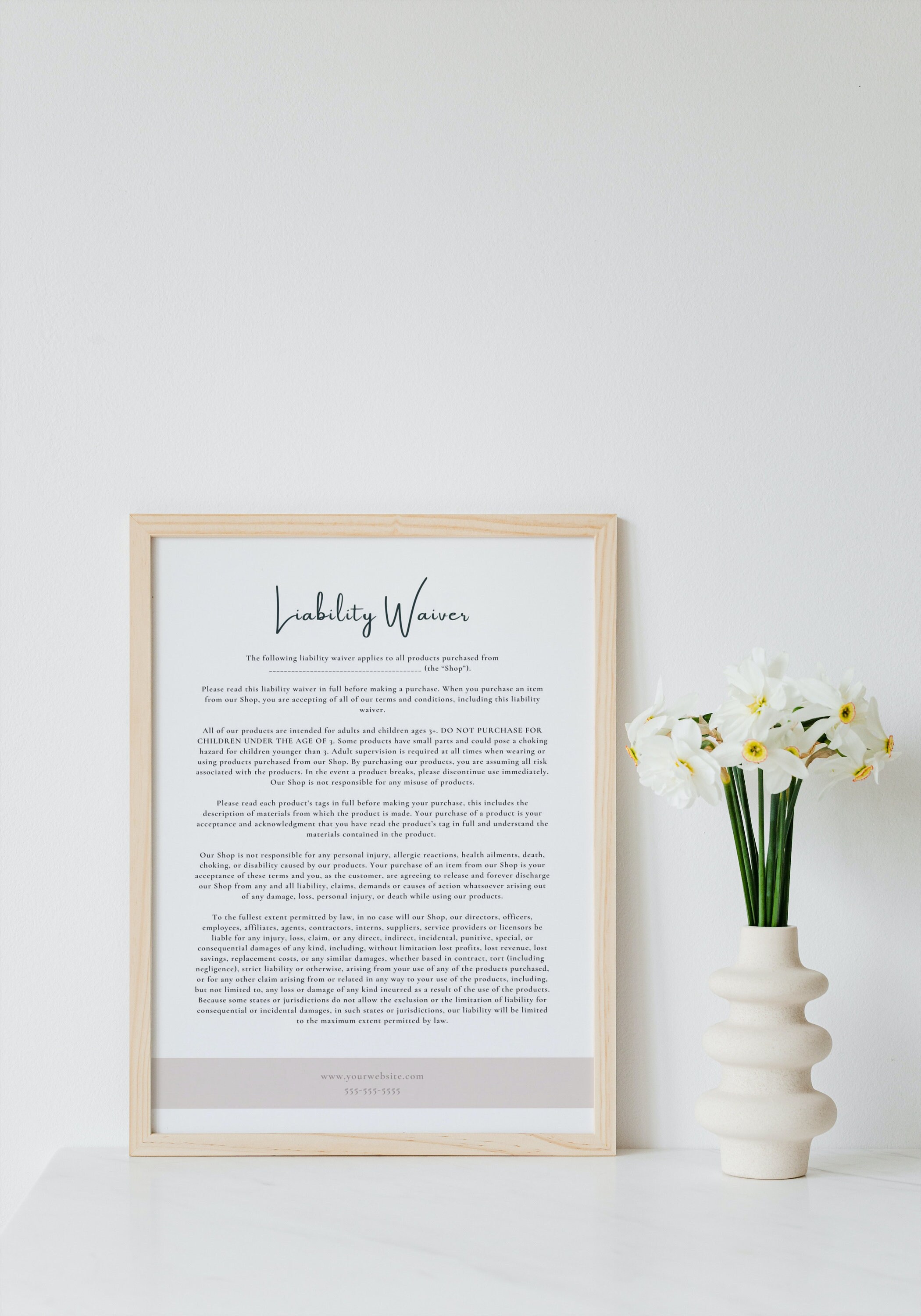 Shop Liability Waiver Store Sign CANVA Template, Boutique Liability ...