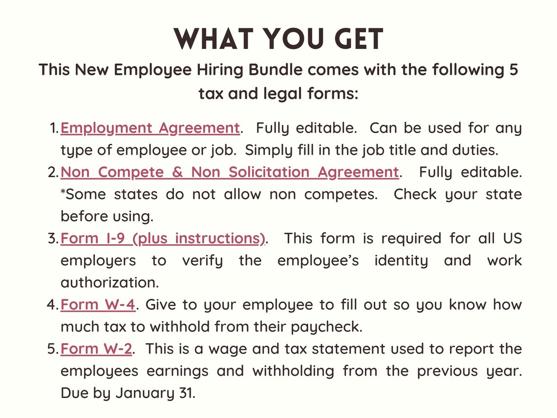 Employee Contract New Hire Bundle, Employee Hiring Forms, Employment ...