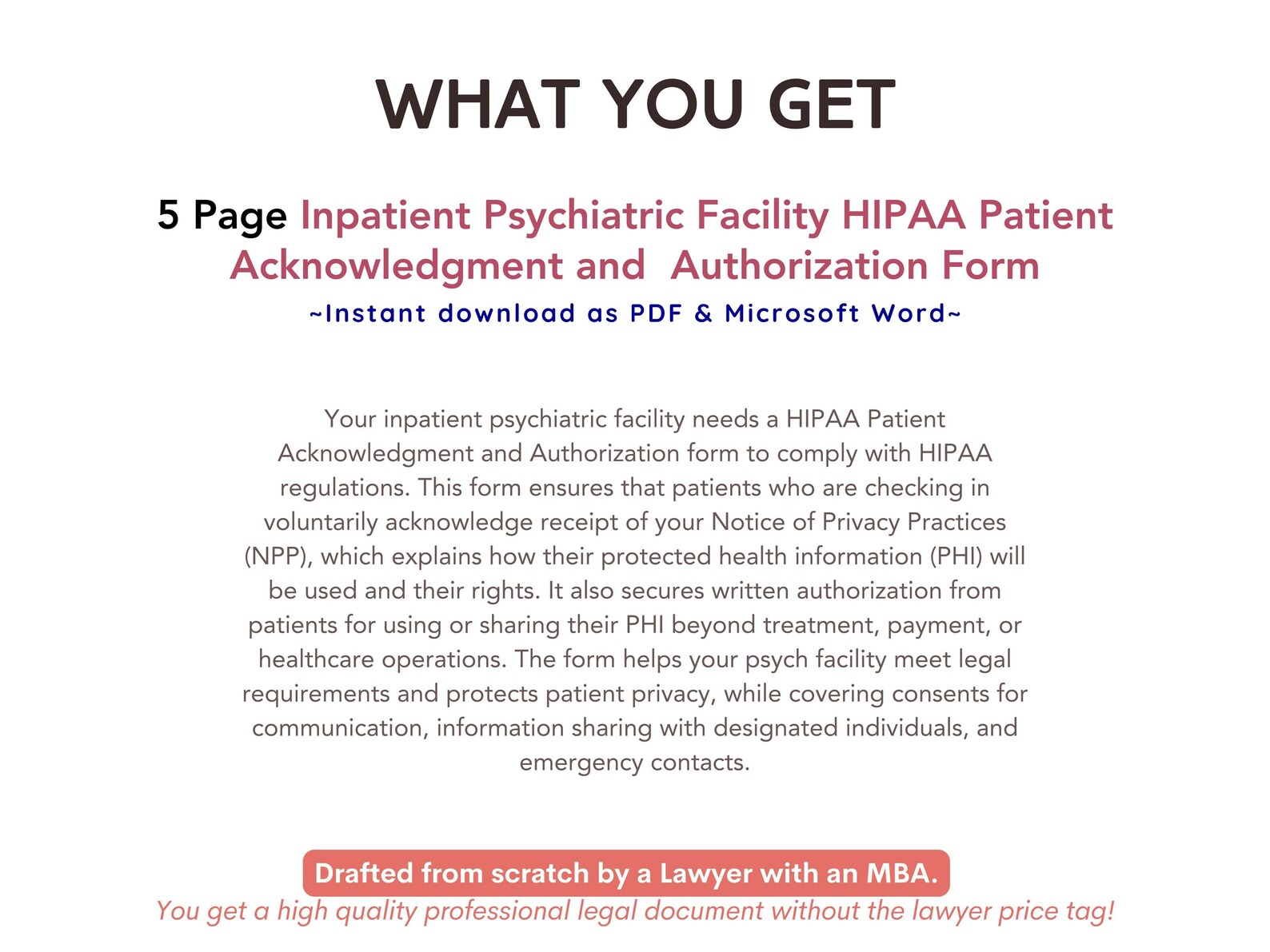 Inpatient Psychiatric Facility HIPAA Consent Form Inpatient Psychiatry ...