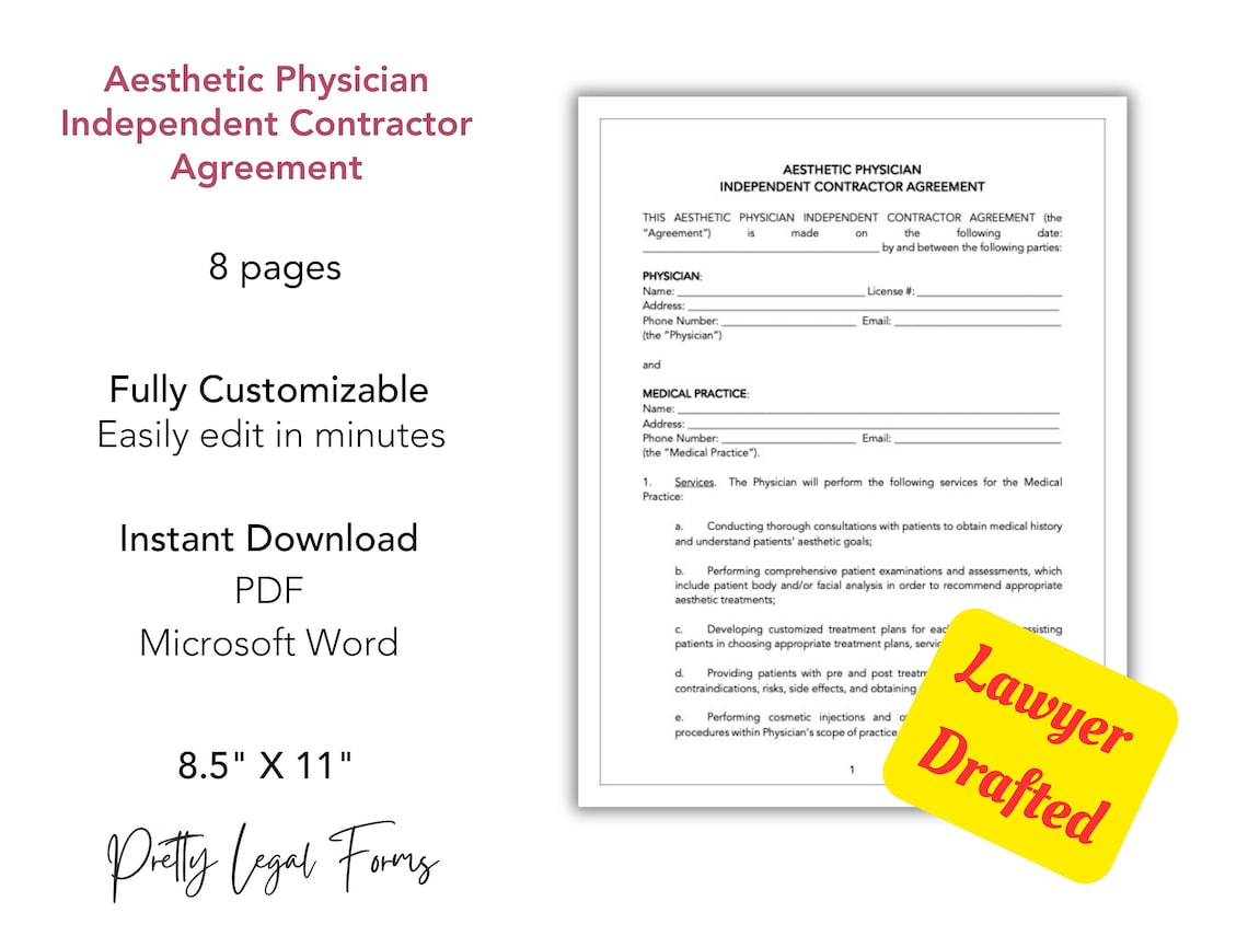 Aesthetic Physician Contract Template, Cosmetic Doctor Independent ...