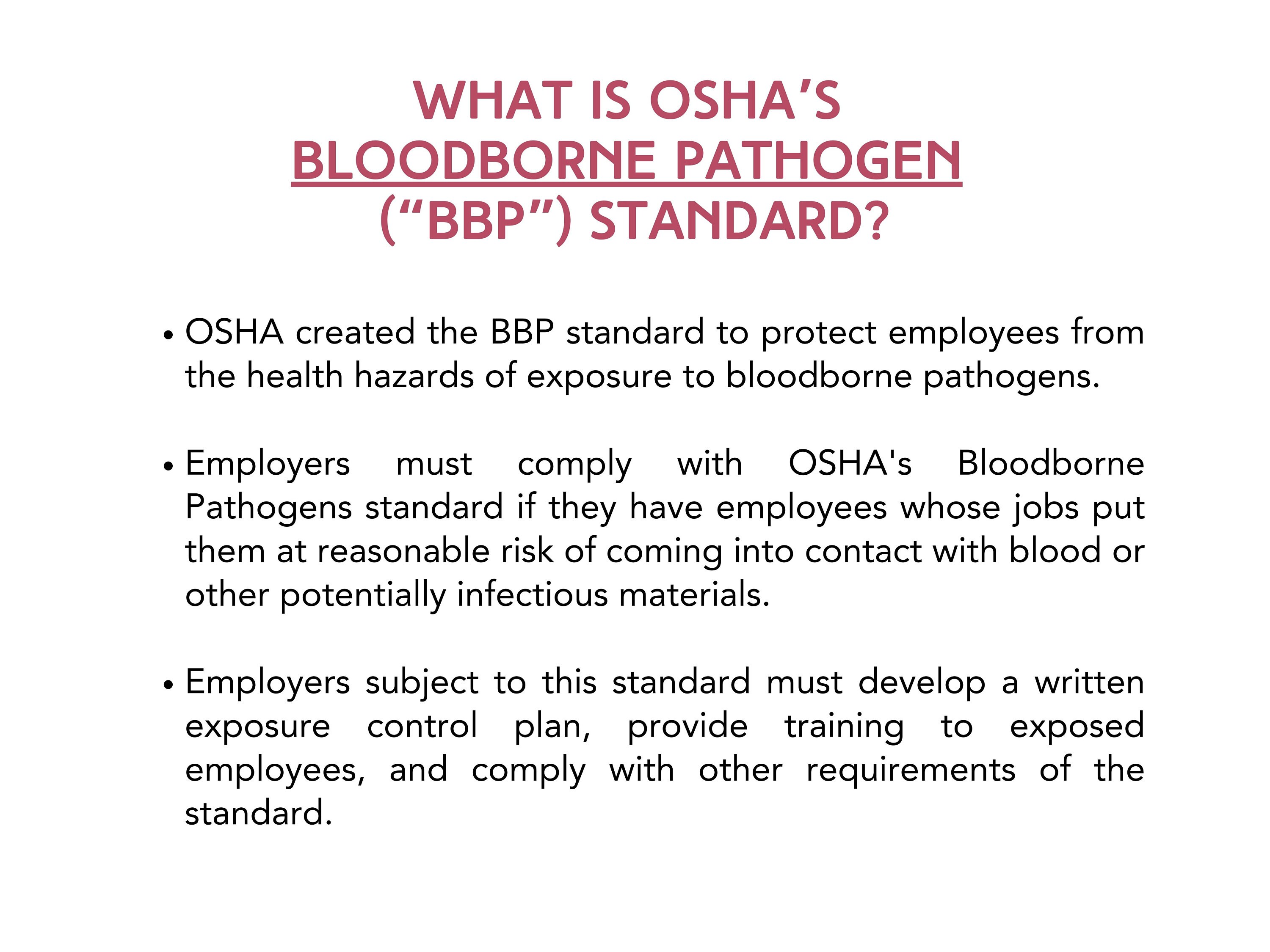 Bloodborne Pathogen Exposure Control Plan OSHA Compliance Medical Spa ...