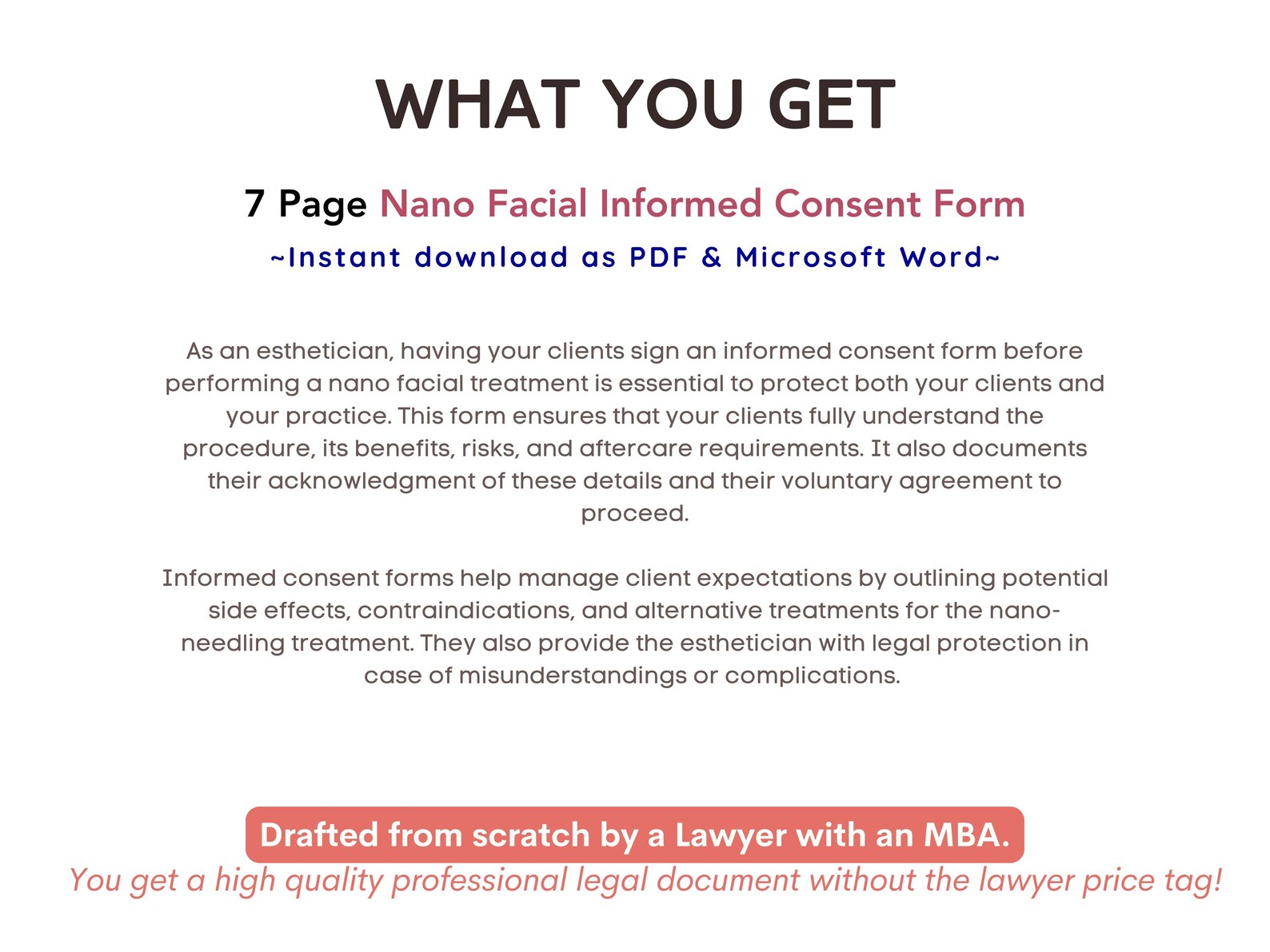 Nano Facial Consent Form Esthetician Nano Infusion Facial Informed ...