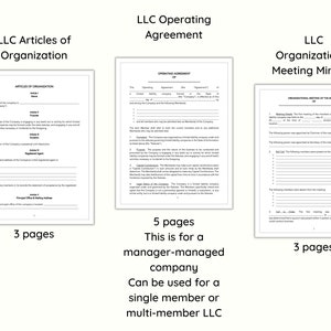 LLC Documents Template LLC Operating Agreement Contract Template BUNDLE ...