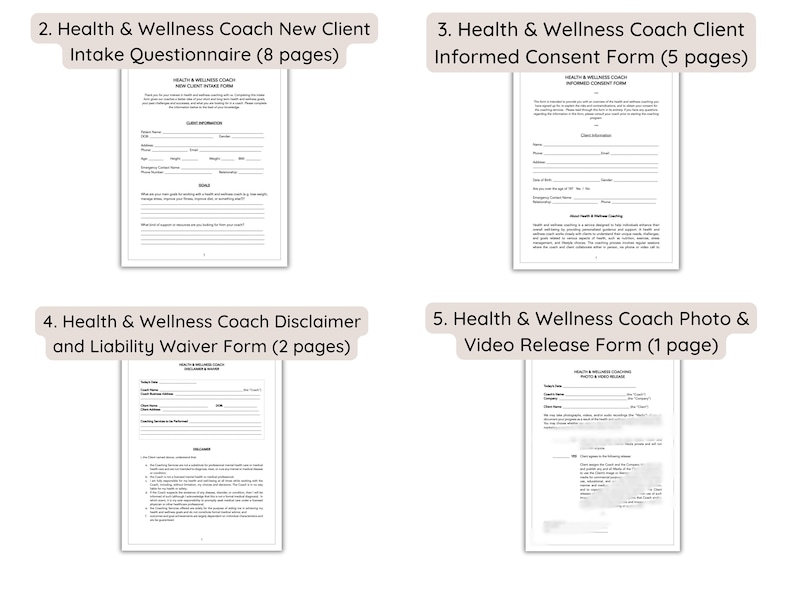 Wellness Coaching Forms Bundle Health Coach Template Bundle Holistic ...