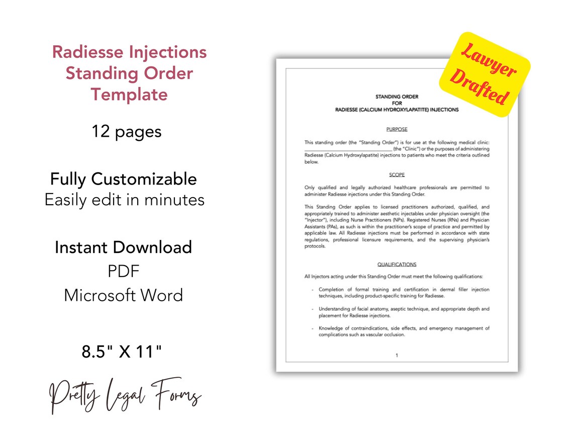 Radiesse Standing Order Template Radiesse Injection Protocol Medical ...