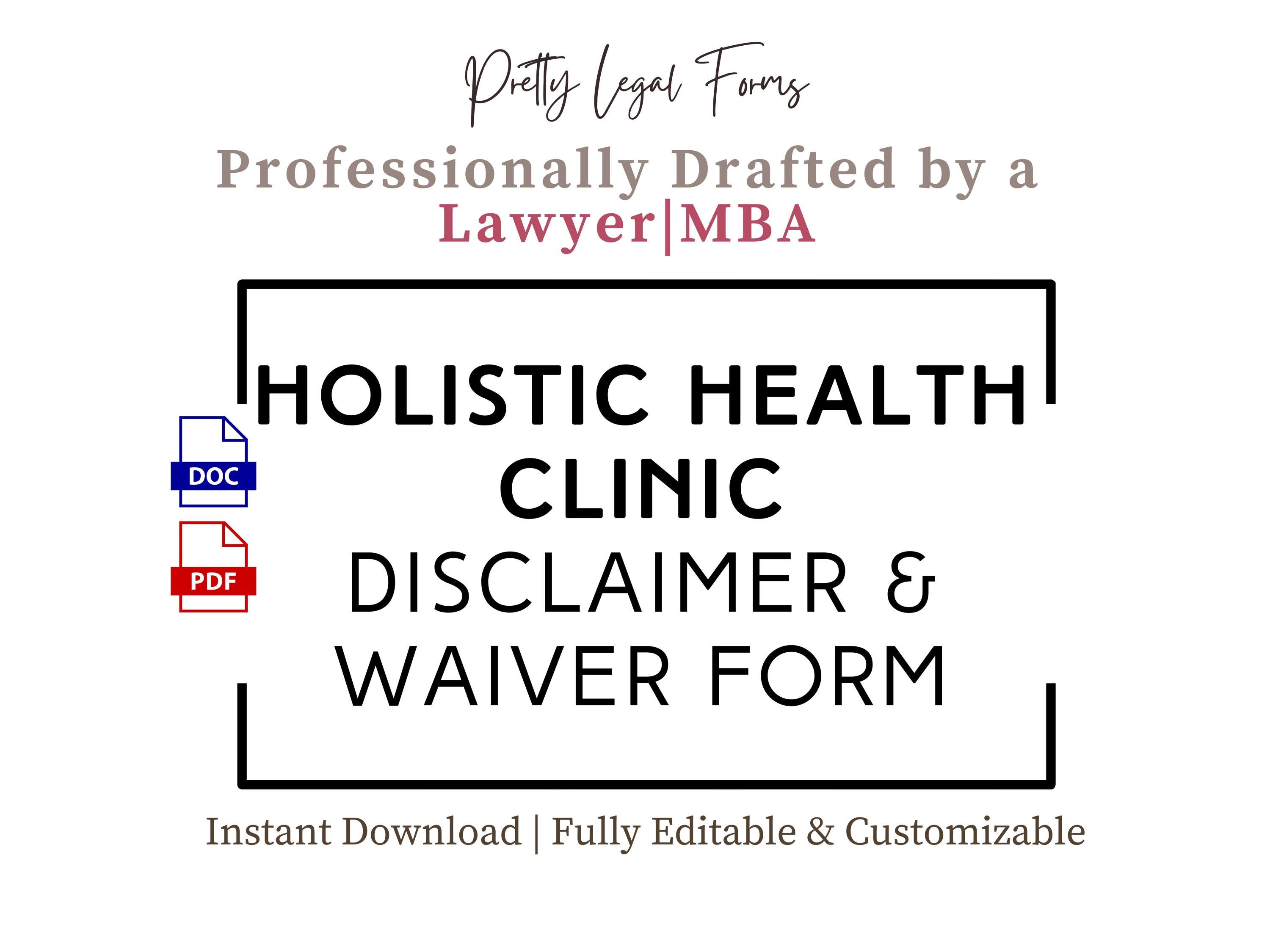 Holistic Health Waiver and Disclaimer Wellness Clinic Client Intake ...