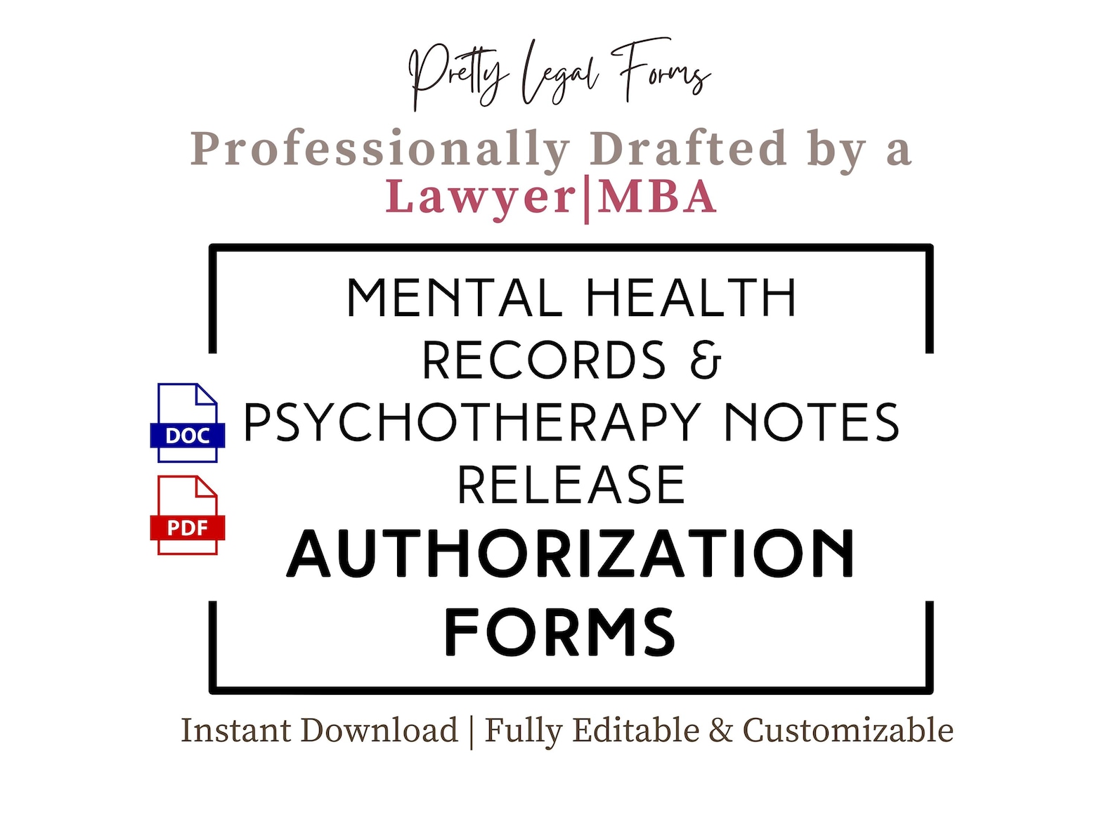 Mental Health Records Release Form HIPAA Medical Records Authorization ...