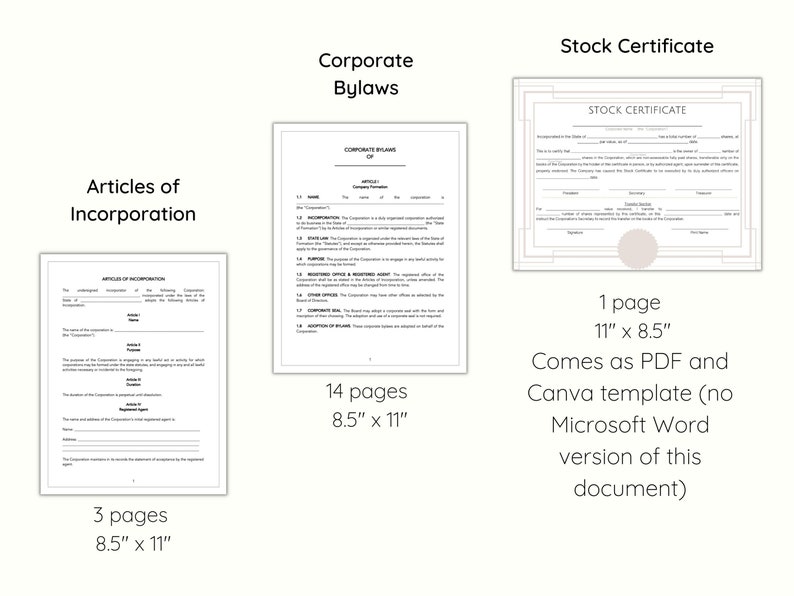 Corporation Documents Bundle New Company Corporate Kit Business Startup ...