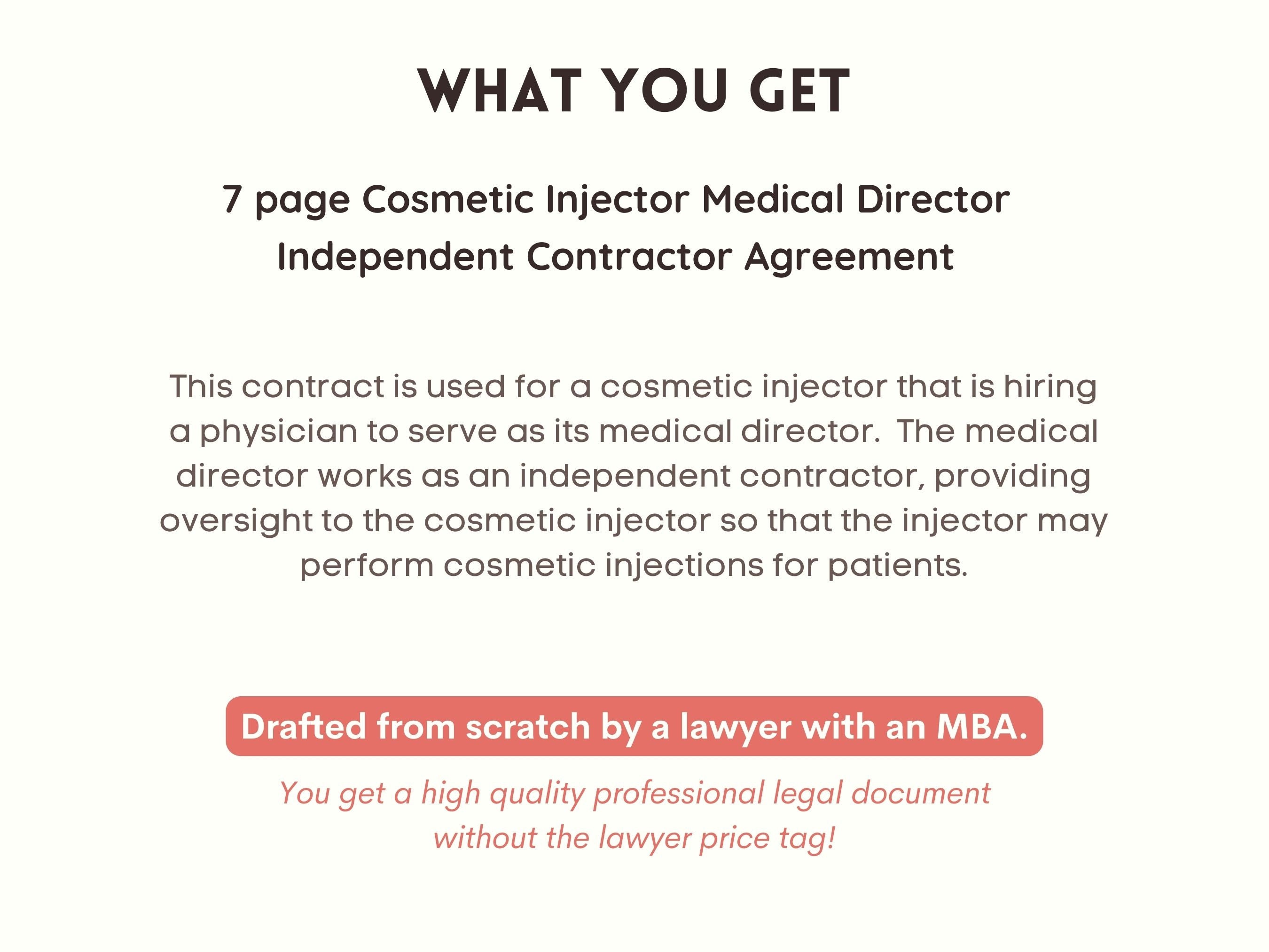 Medical Director Contract for Cosmetic Injector, Aesthetic Nurse ...