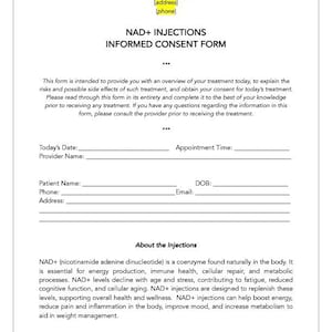 NAD Consent Form for Medical Spa, Wellness Clinic, and Nurse Injectors ...