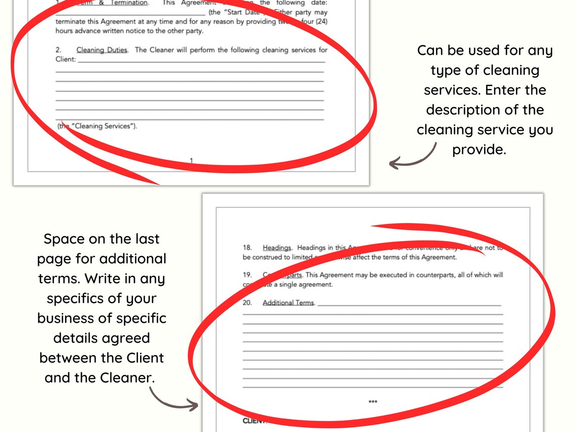 Cleaning Service Agreement CANVA Cleaning Contract Template House ...