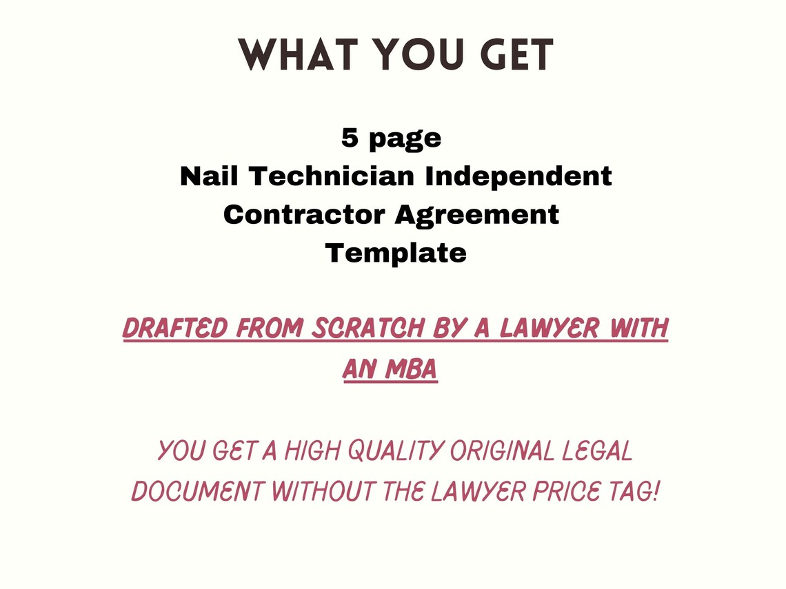 Nail Tech Independent Contractor Agreement Nail Technician 1099 ...