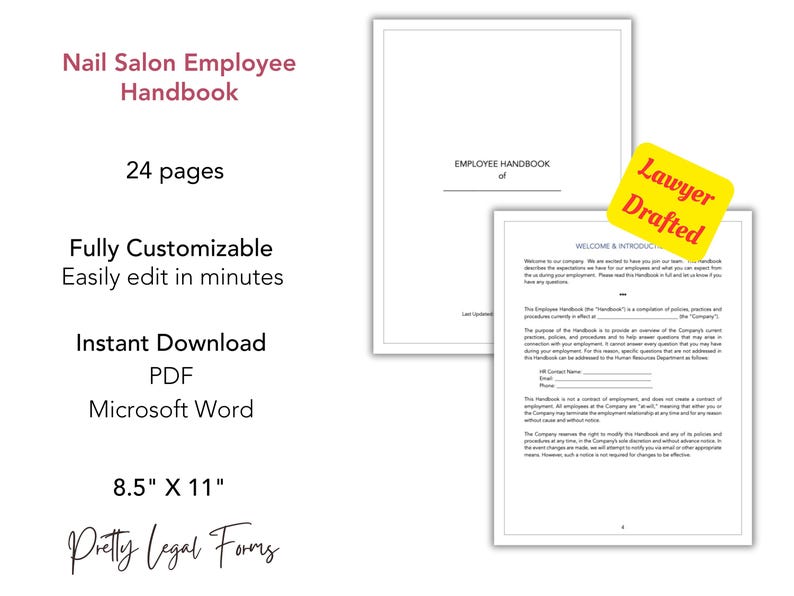 Nail Salon Employee Handbook, Nail Tech Employee Manual, Nail ...
