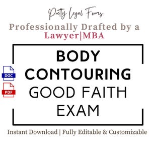 Body Sculpting Good Faith Exam Template Body Contouring GFE Esthetician ...
