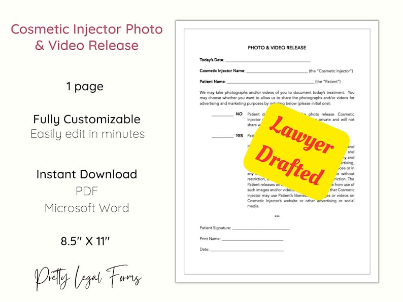 Cosmetic Injector Photo Video Release, Nurse Injector Template, Med Spa ...