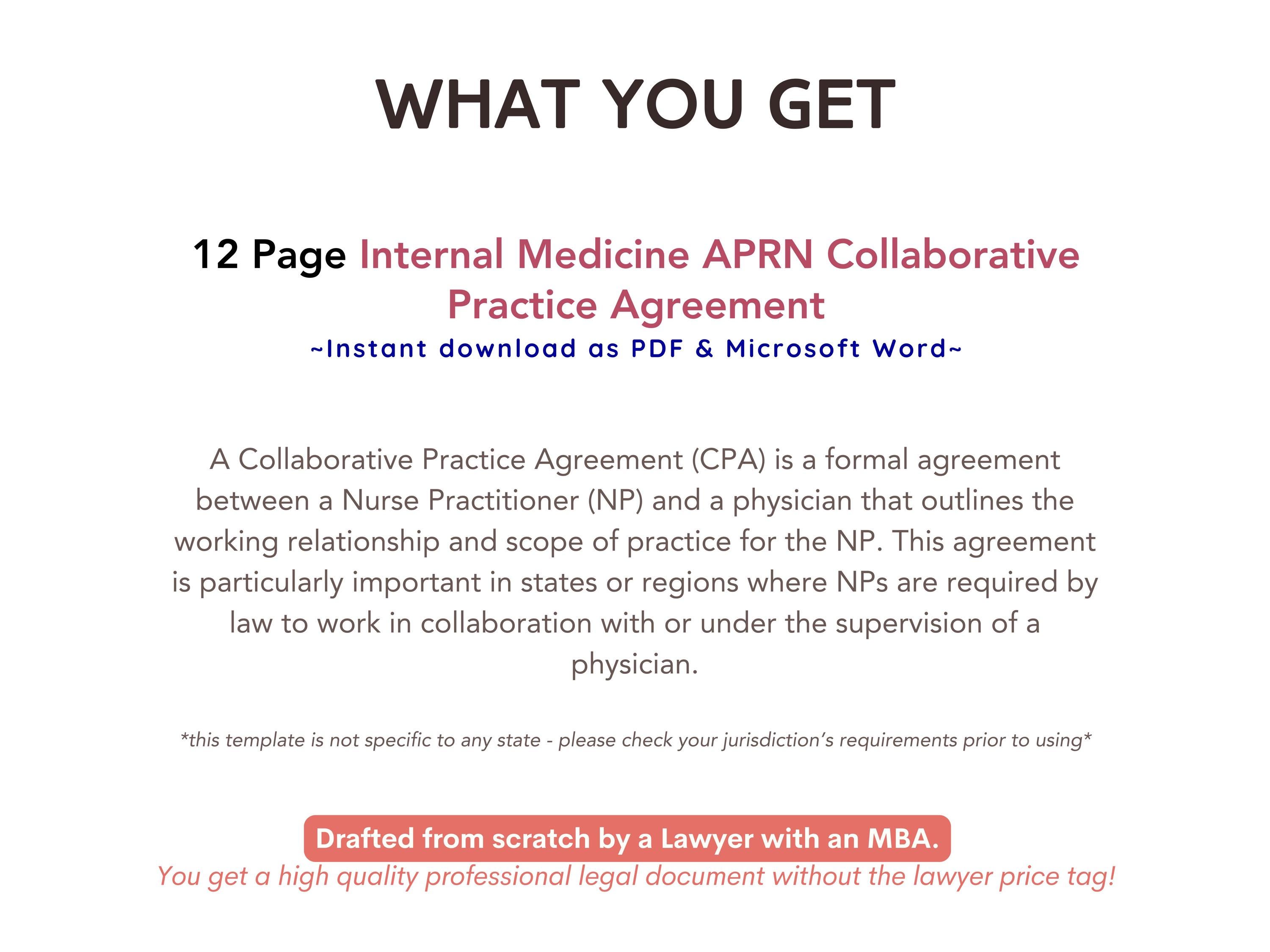 Internal Medicine APRN Collaborative Practice Agreement, NP ...