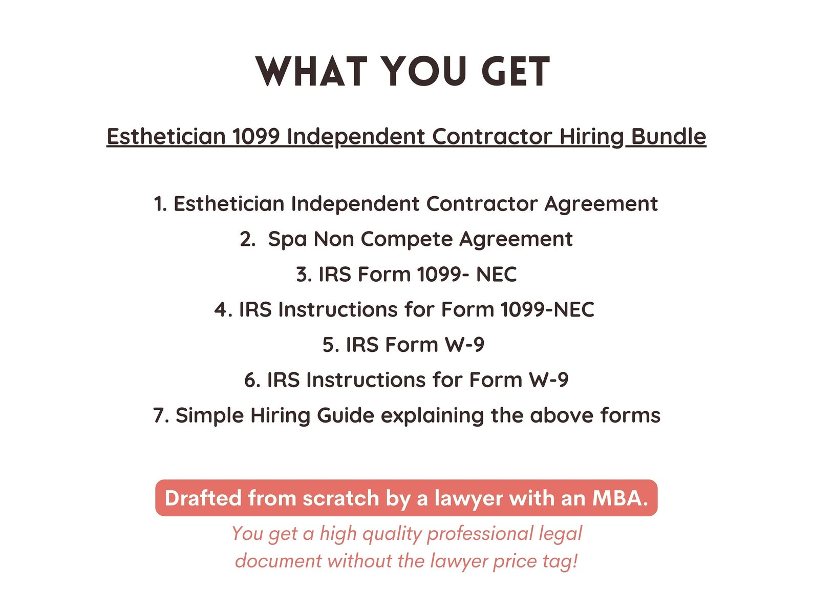 Esthetician Independent Contractor Agreement Hiring Bundle 1099 ...