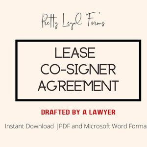Lease Co-signer Agreement, Residential Lease Co-signer Addendum ...