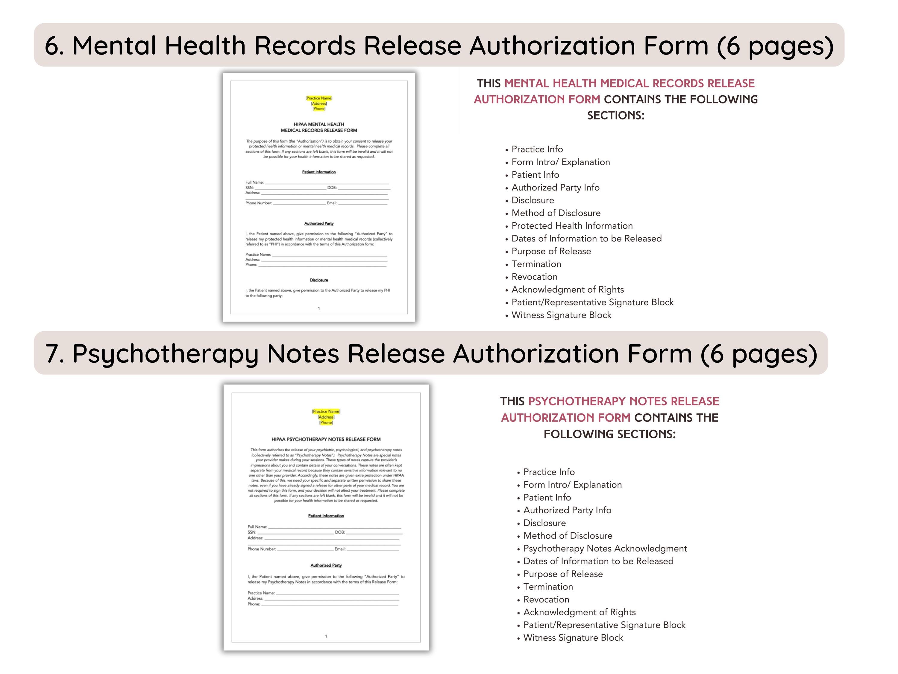 Psychiatry Practice Forms Bundle APRN Mental Health Patient Intake ...