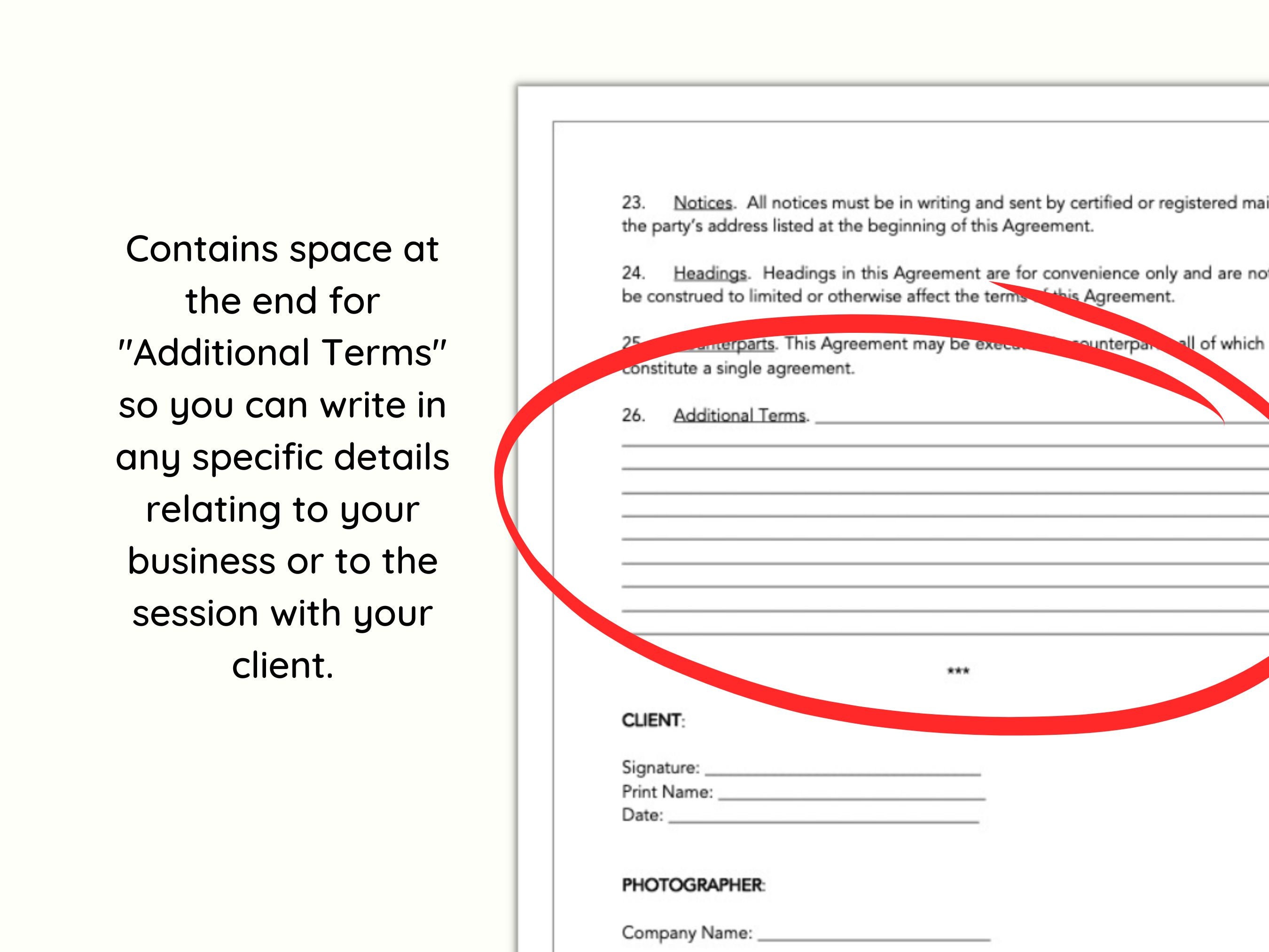 Mini Session Photography Contract Template | Mini-session Agreement ...