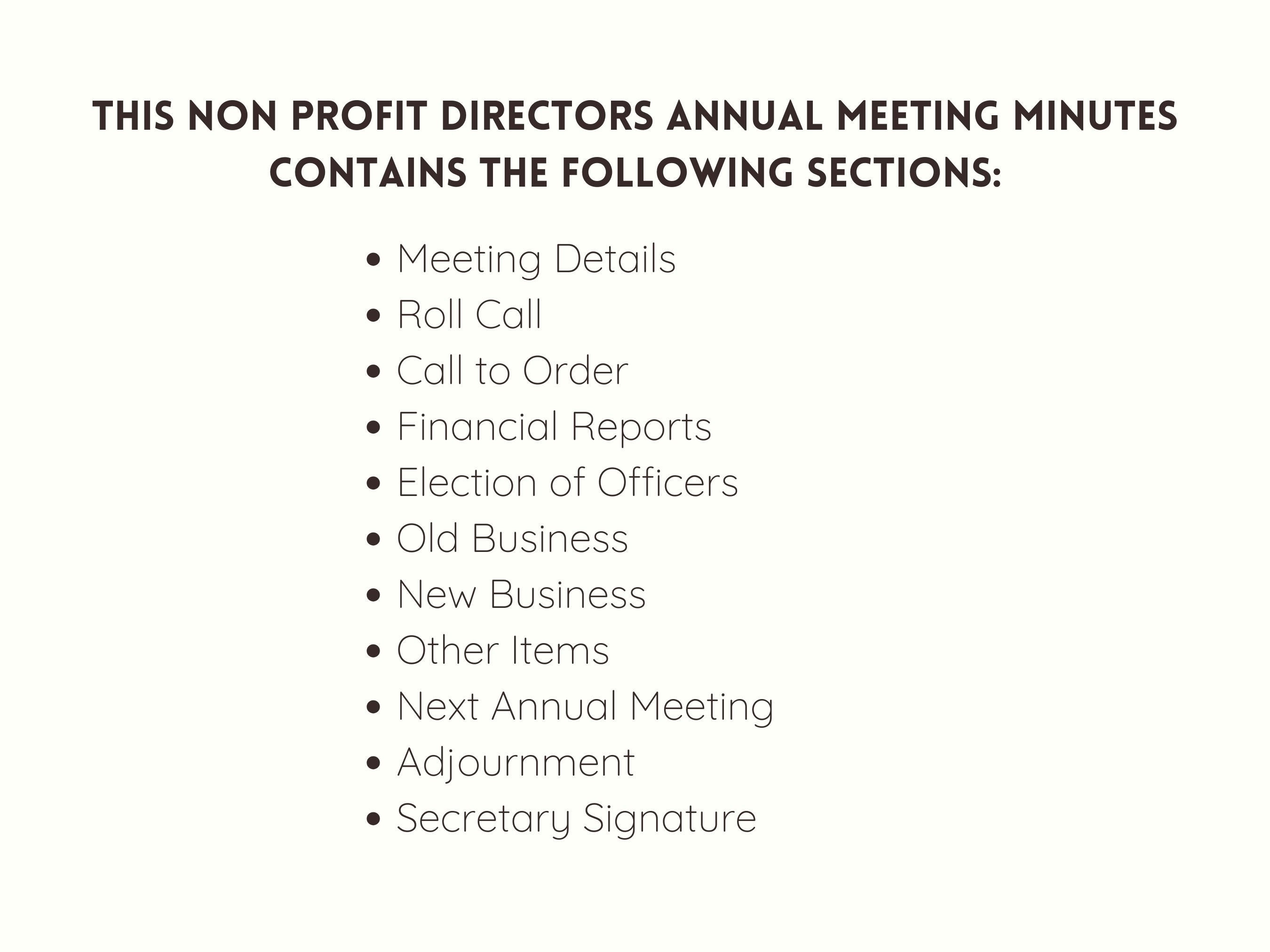 Non Profit Annual Meeting Minutes Template, Non-profit Directors Annual ...
