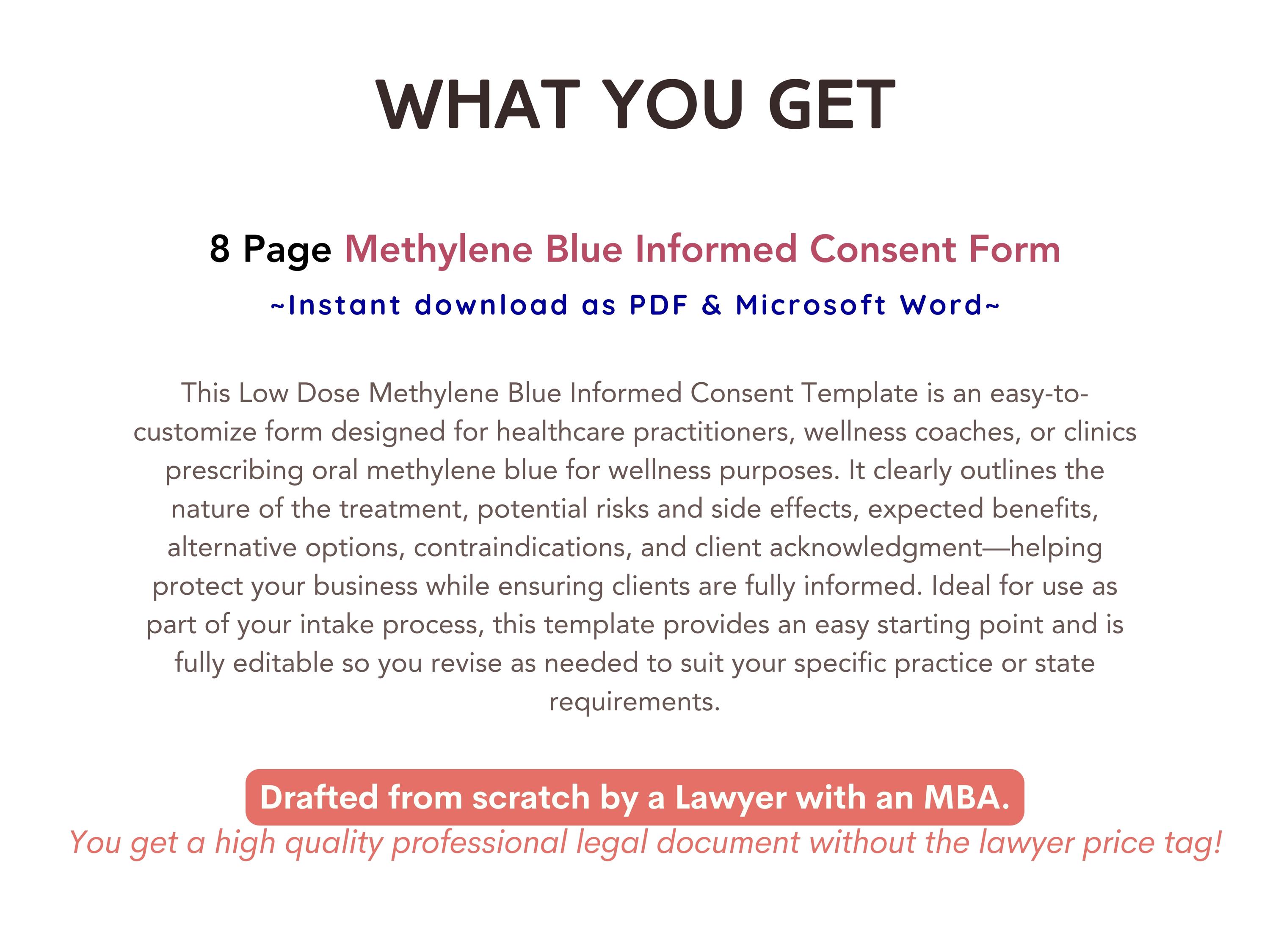 Low Dose Methylene Blue Consent Form Wellness Clinic Intake Forms ...