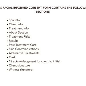 Facial Consent Form Esthetician Intake Form Spa Client Intake ...