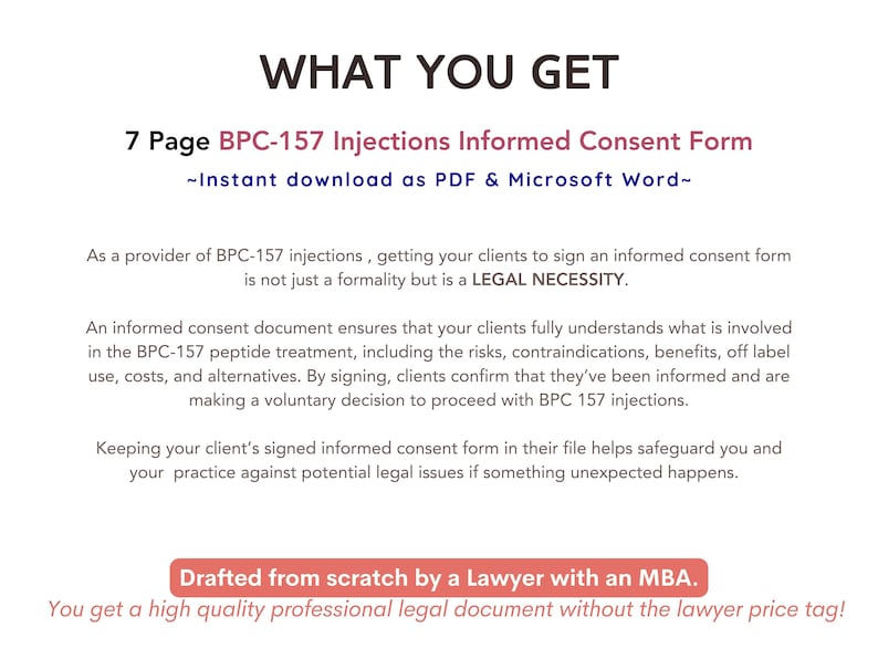 BPC-157 Consent Form BPC 157 Injection Informed Consent Template ...