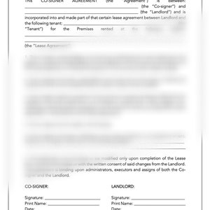 Lease Co-signer Agreement, Residential Lease Co-signer Addendum ...