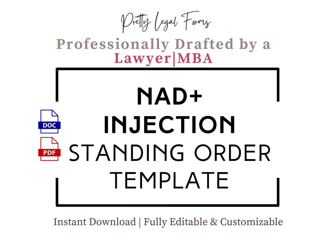 NAD+ Standing Order Template NAD Injections Protocol Medical Spa Sop ...
